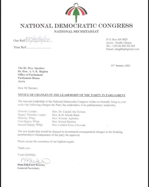 What Caused The Massive Change in NDC leadership in Ghana’s Parliament