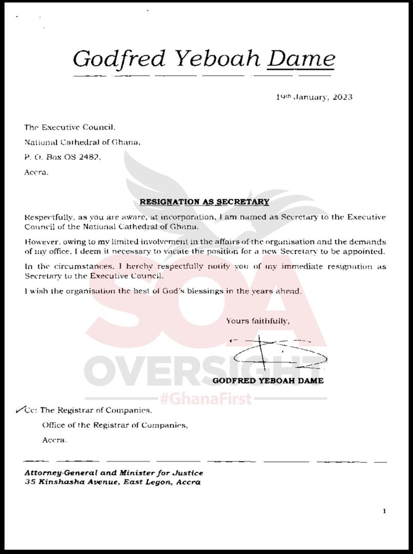 Ghana's Attorney General, Godfred Dame Resigns from Secretary Position ...