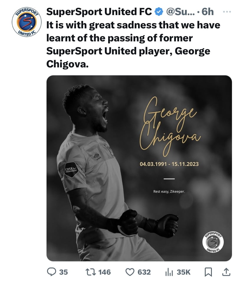 Tragic Passing of Zimbabwean Goalkeeper George Chigova Due to Heart Attack