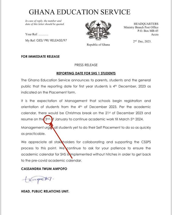 Social Media Users Mock Mistake in GES Senior High School Opening Press ...